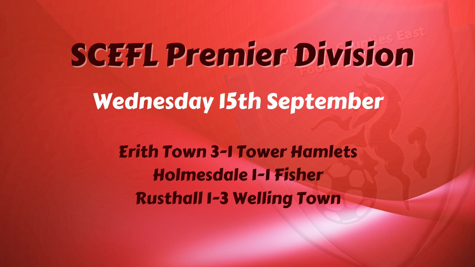 Premier Division – 15th September – SCEFL