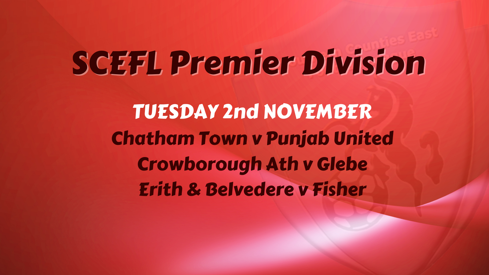Premier Division – 2nd November – SCEFL